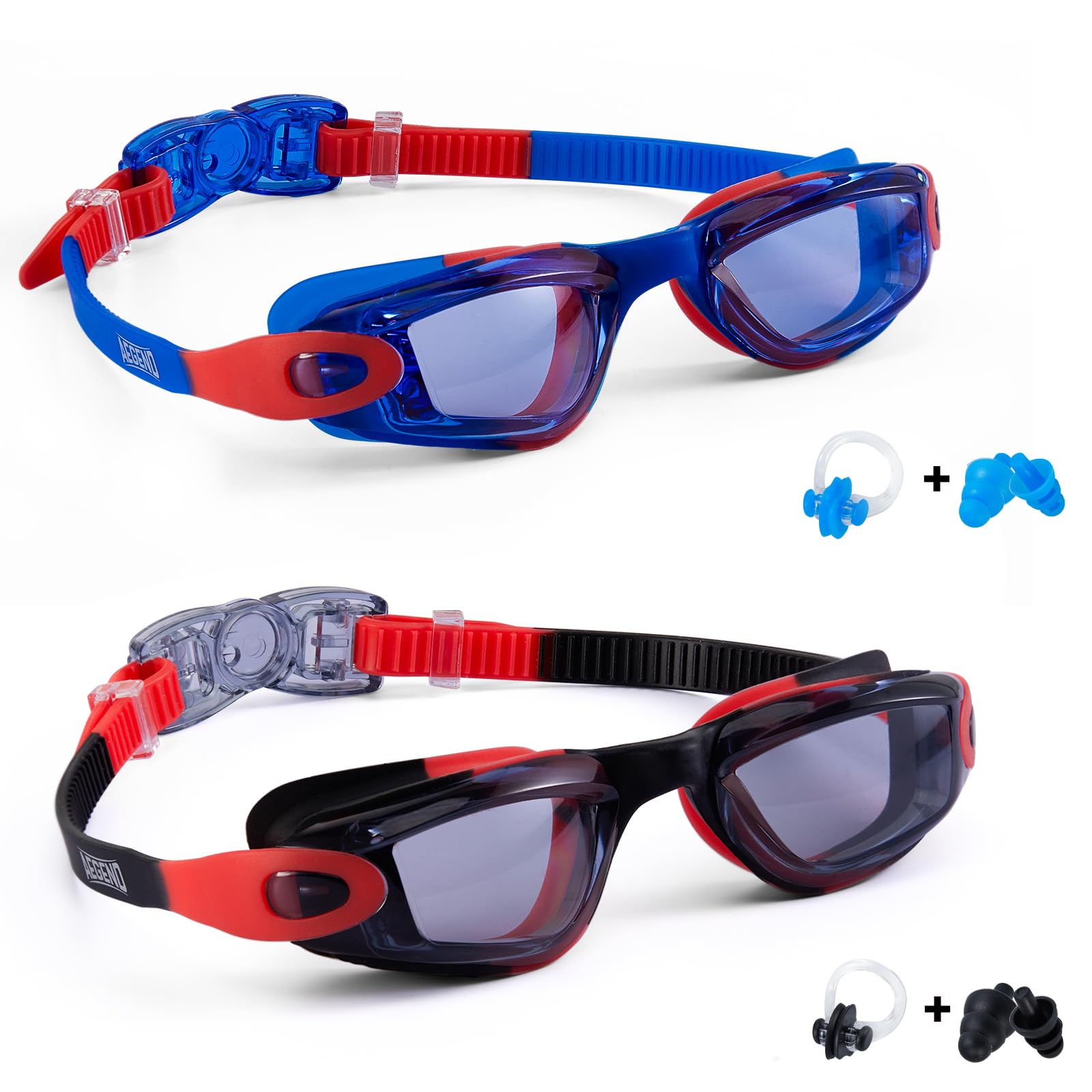 Aegend Kids Swim Goggles, Pack of 2 Swimming Goggles for Children Boys ...
