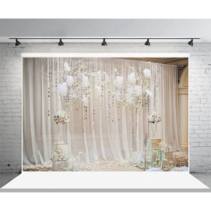Buy YEELE 7x5ft Wedding Backdrop Bridal Floral Wall Quinceanera Love ...