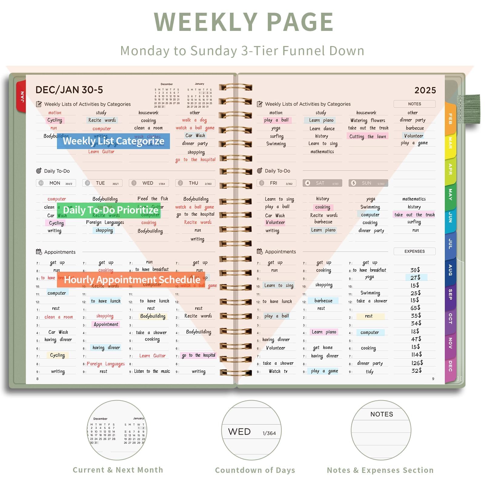 Snapklik.com : EMSHOI 2025 Planner Hourly Daily Weekly And Monthly, A4 ...