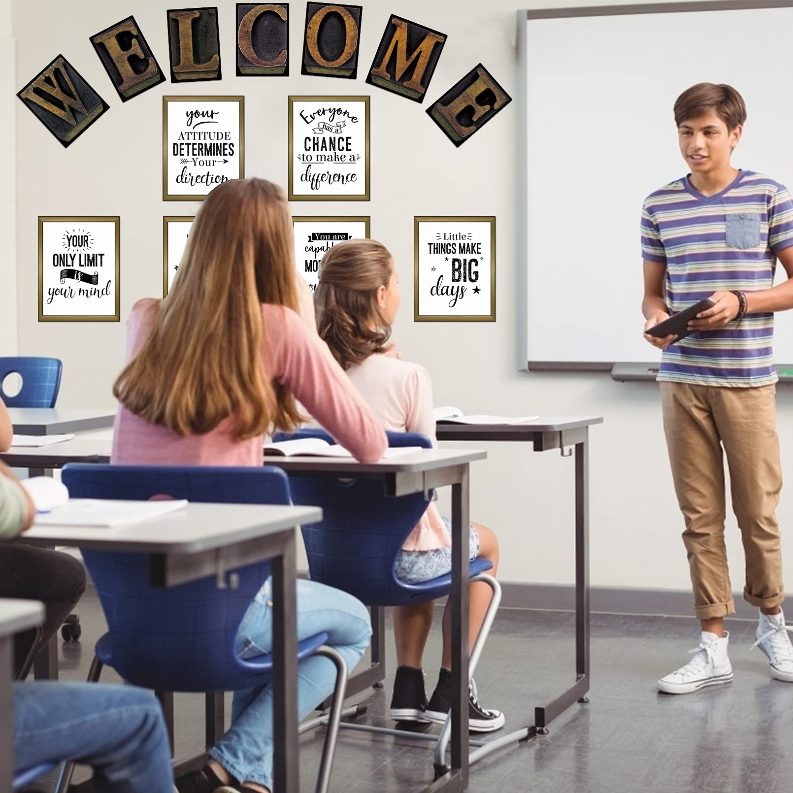 Buy Classroom Decorations, 13pcs Industrial Chic Motivational Bulletin ...