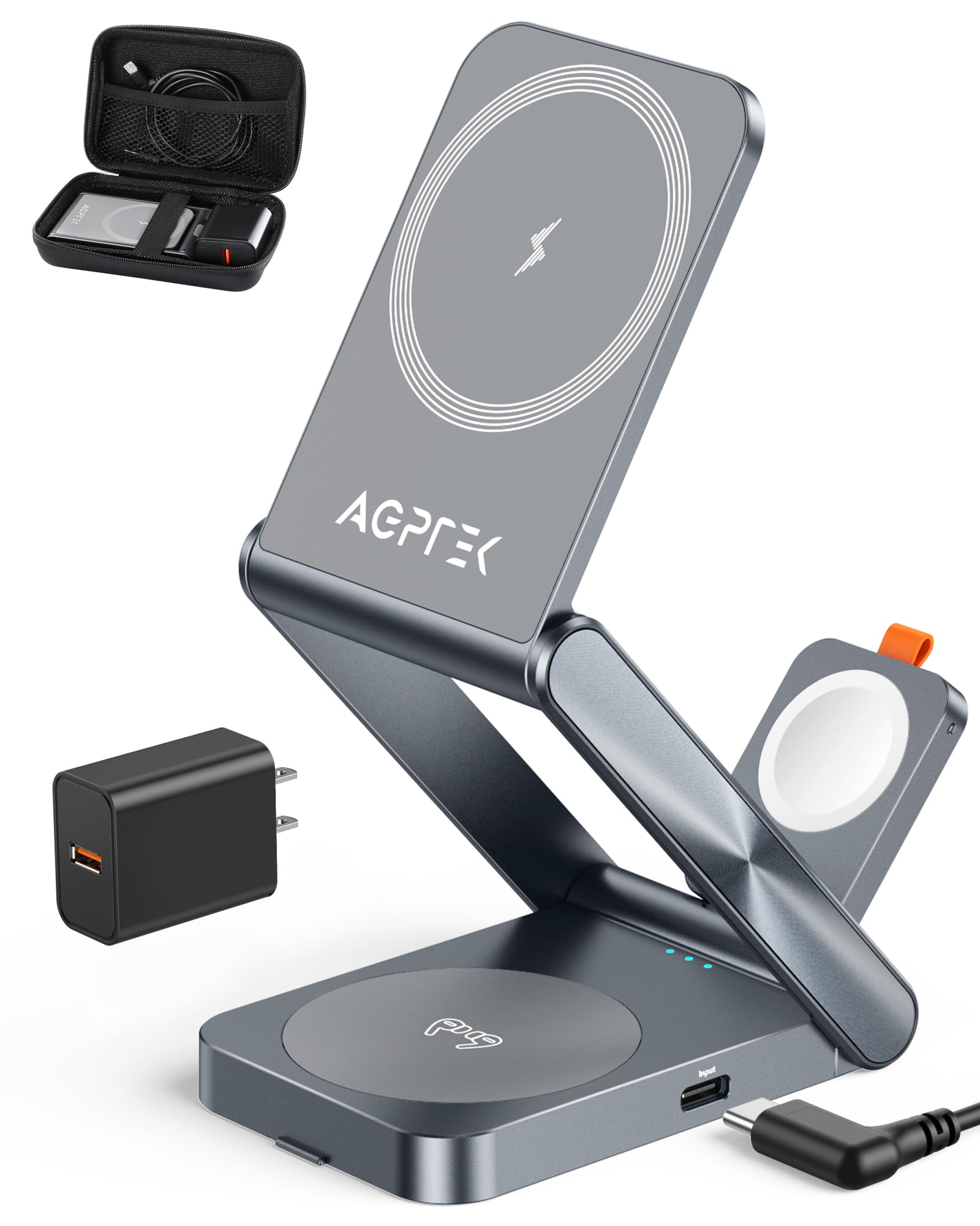 Amazon.com: AGPTEK 3 in 1 Wireless Charging Station for Apple, Aluminum ...