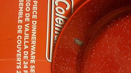 Coleman 24-Piece Enamelware Dish Set and Flatware, Red, Black : Amazon ...