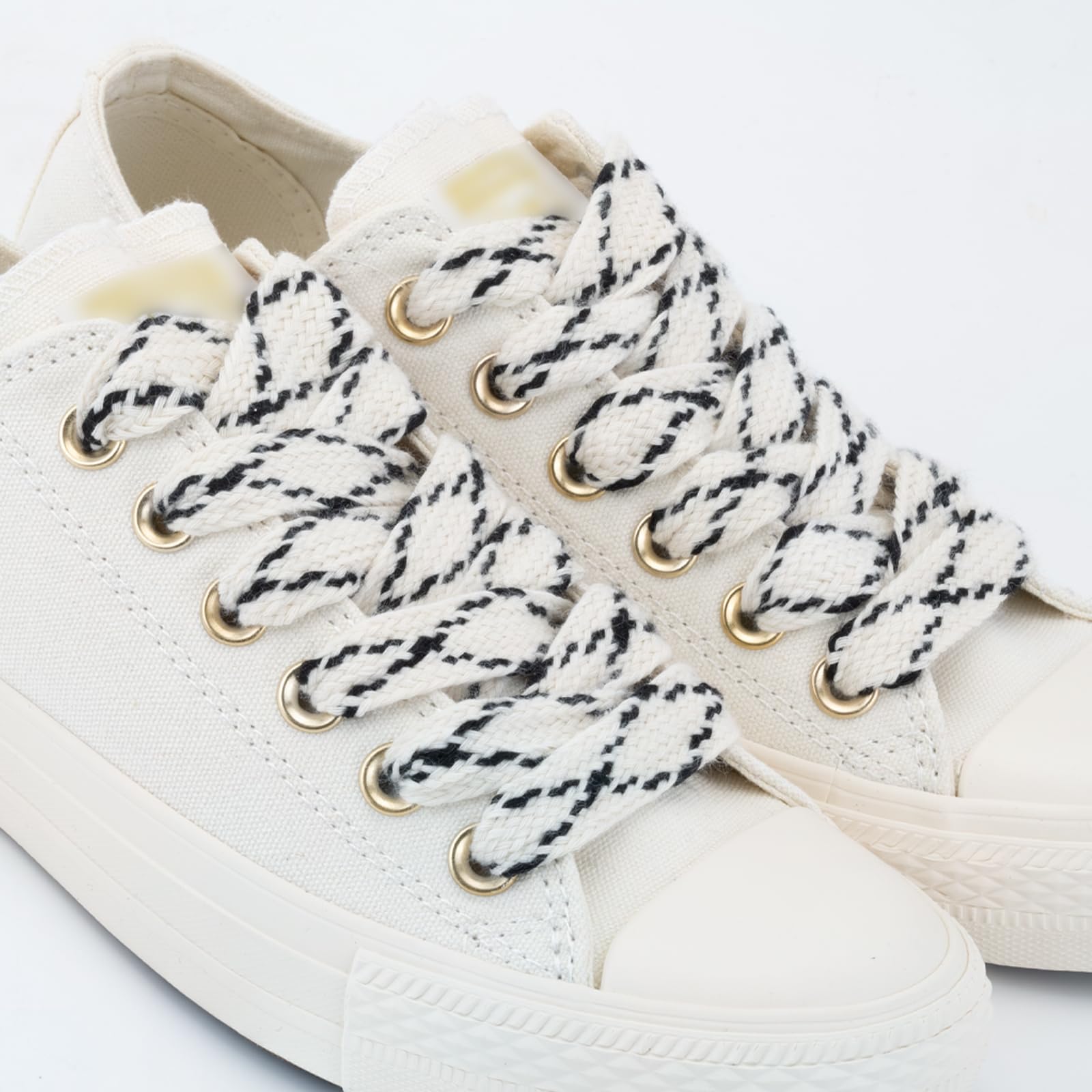 Snapklik.com : Lilybekind 2cm Extra Wide Shoe Laces Black White Thick ...