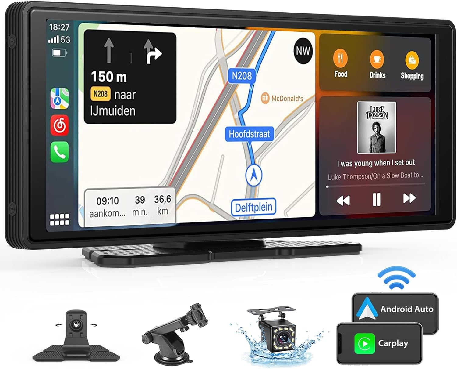 Amazon.com: Portable Wireless Carplay Car Stereo, 9.3inch IPS Touch ...