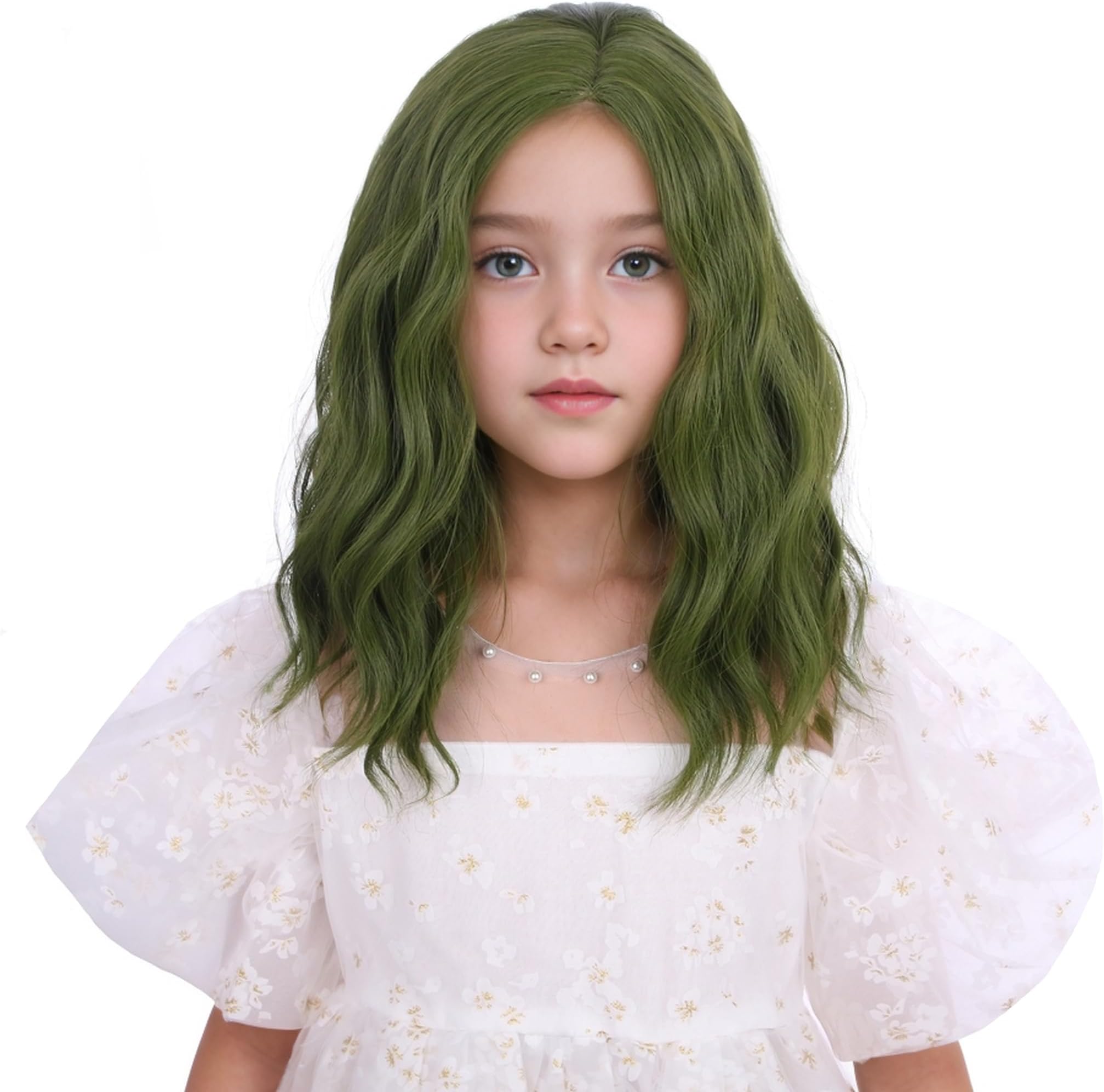 Amazon.com: Edivd Child Light Sea Green Wig Girls Short Grass Green ...
