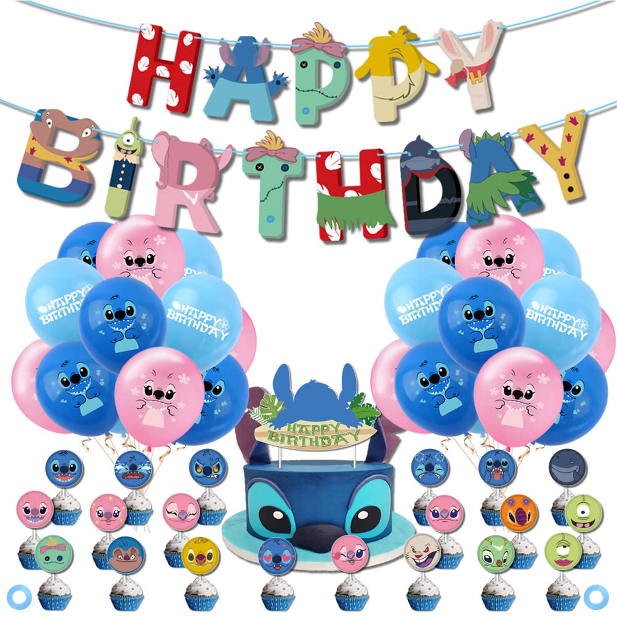 47 Pcs Stitch Birthday Party Supplies Simyron Lilo And Stitch ...