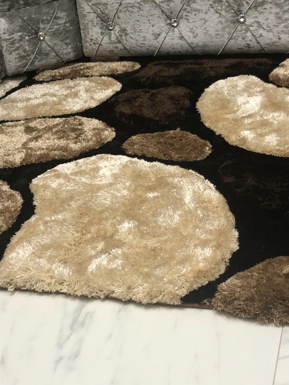 NEW MOCHA BLACK BROWN PEBBLES DESIGN LUXURIOUS THICK PILE RUG MODERN ...