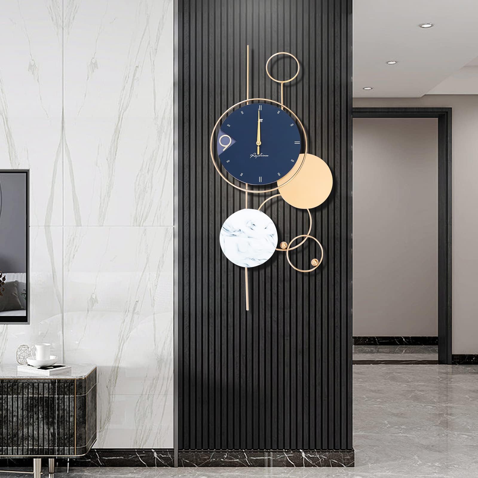 Amazon.com: Blue And Gold Wall Clock W/Hook 30" Large Wall Clock Modern ...