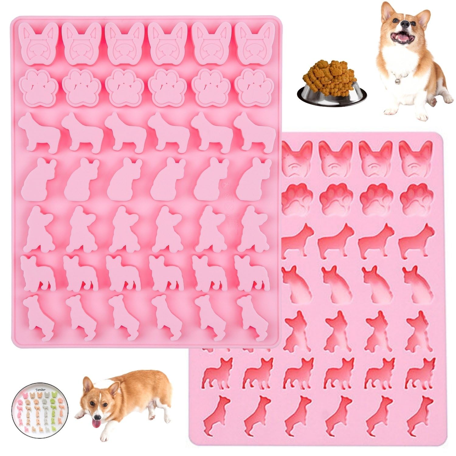 Amazon.com: Silicone Molds Mini Dog Treat Molds, 42 Cavity Dog & Paw ...