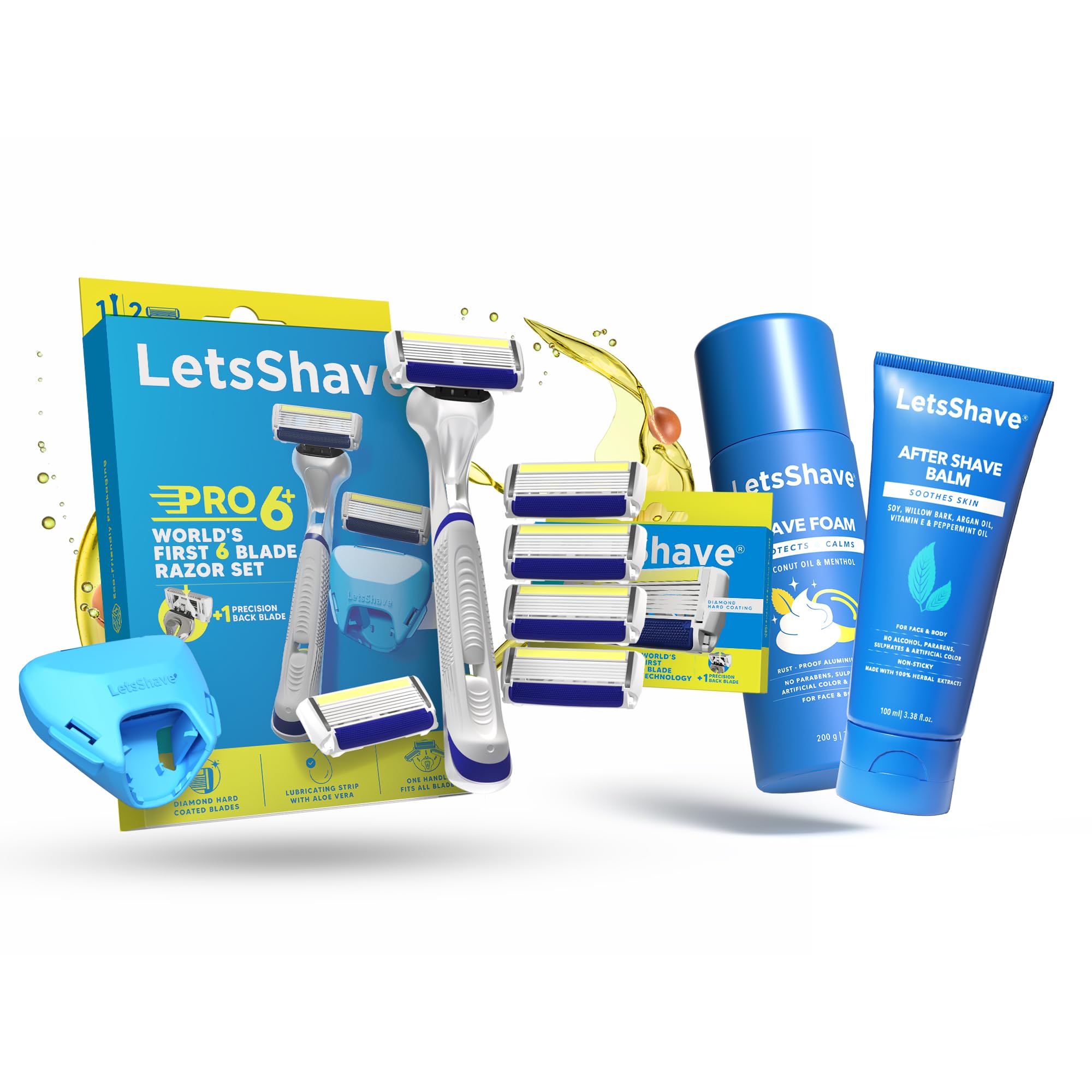 LetsShave Pro 6 Razor Value Shaving Kit with 1 Razor + 4 Blade Refills ...