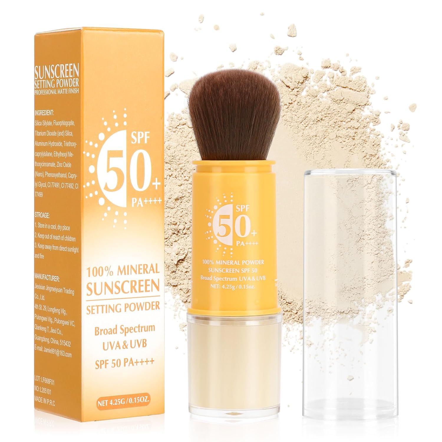 Amazon.com : 2 IN 1 Mineral Powder Sunscreen Setting Makeup, SPF 50 ...