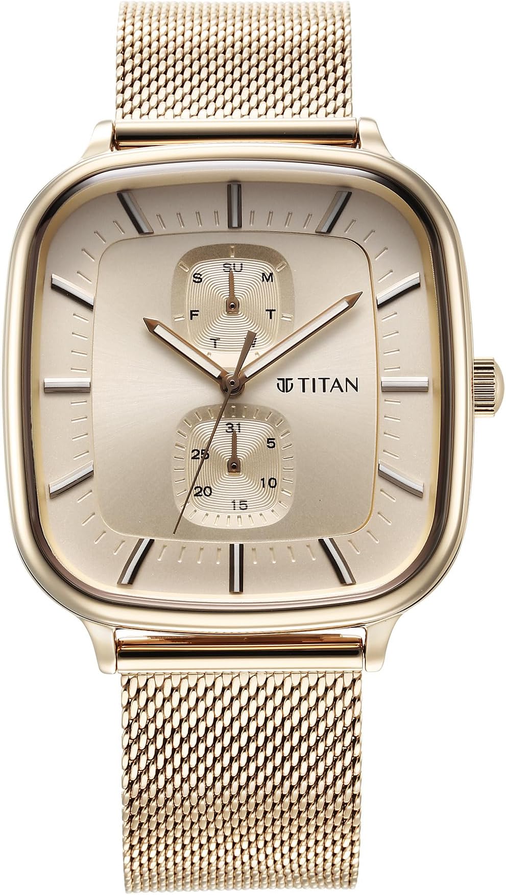 Titan Avant Garde Quartz Multifunction Champagne Gold Dial Champagne ...