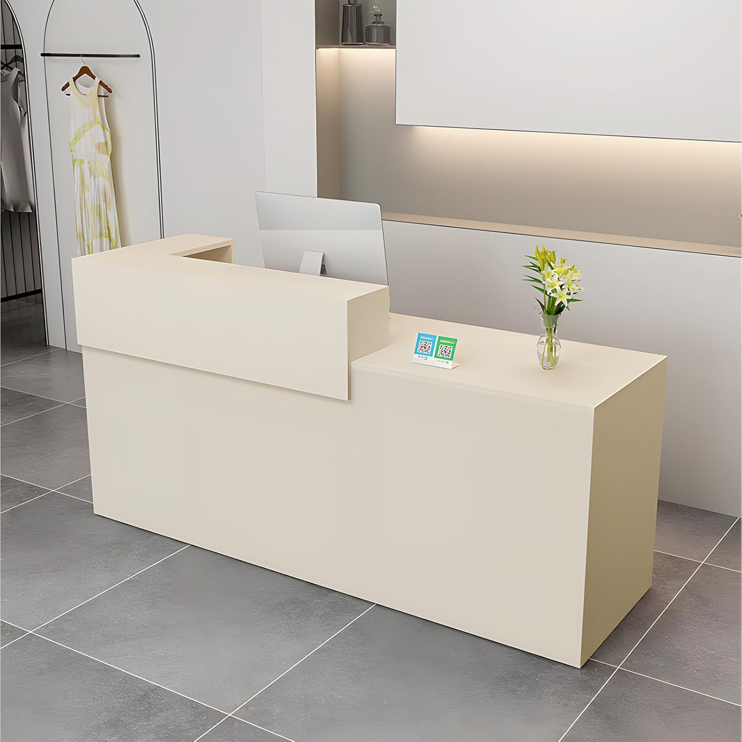 Amazon.com: Reception Desk with Drawer Storage Lockers, 39-95 in Front ...