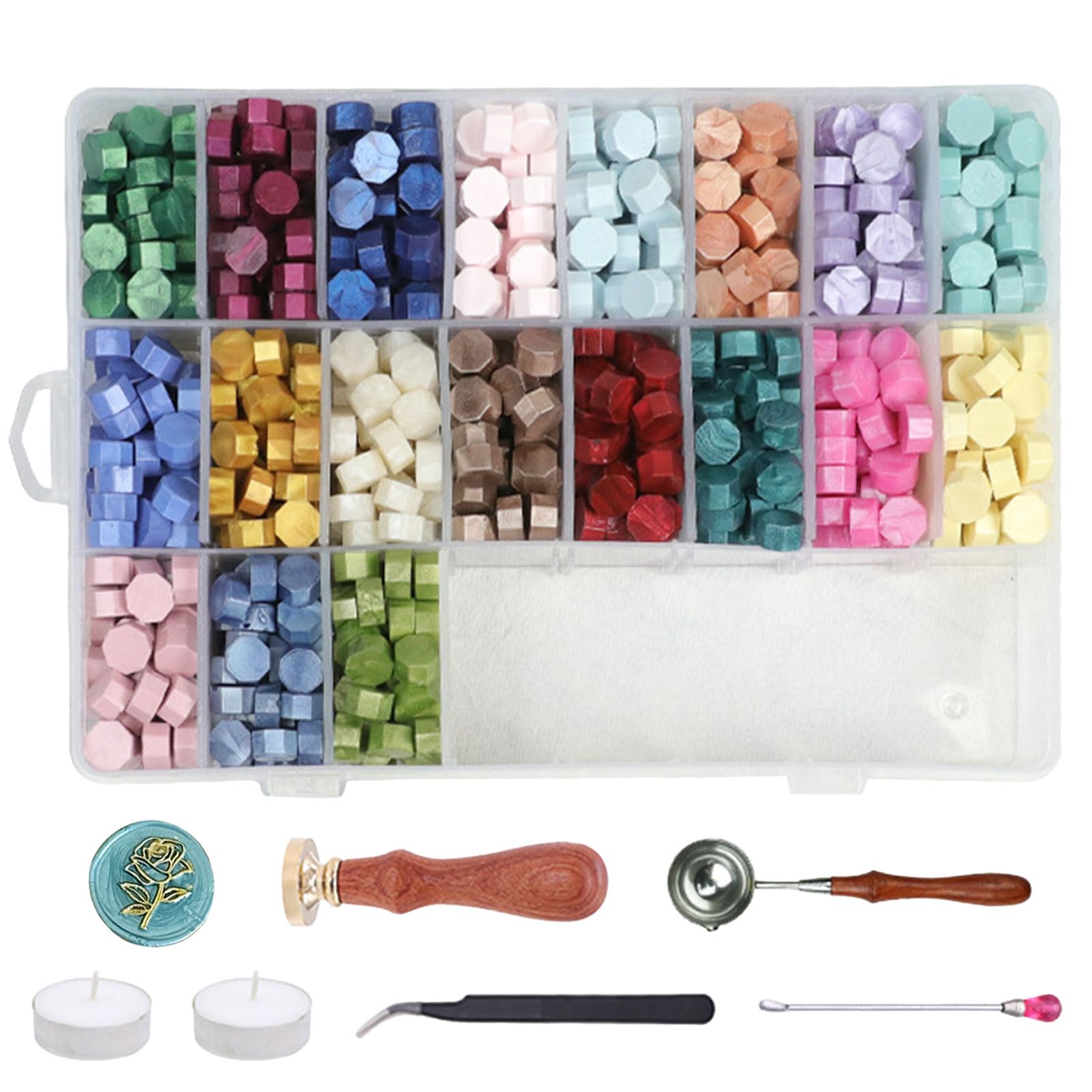 Amazon.com: 760pcs Sealing Wax Kit 19 Colors Octagon Wax Stamp Beads ...