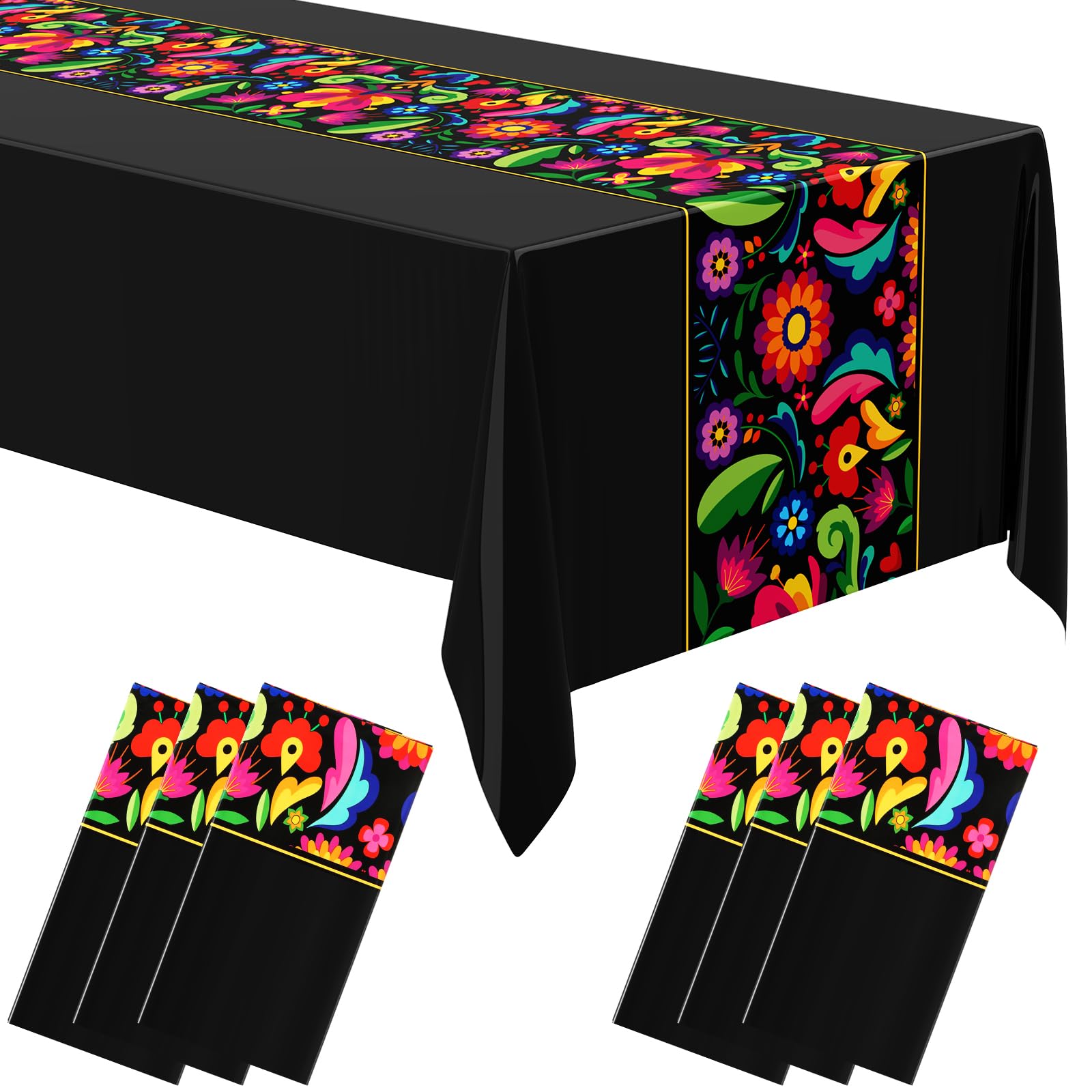 Amazon.com: Oudain 6 Pcs Fiesta Tablecloth 108 x 54 Inch Plastic ...