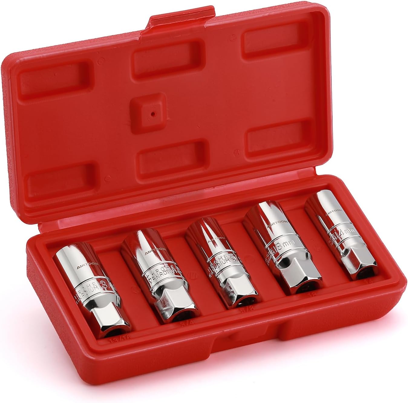 AIRTOON 3/8-Inch Drive Spark Plug Socket Set, 5-Piece (5/8-Inch, 3/4 ...