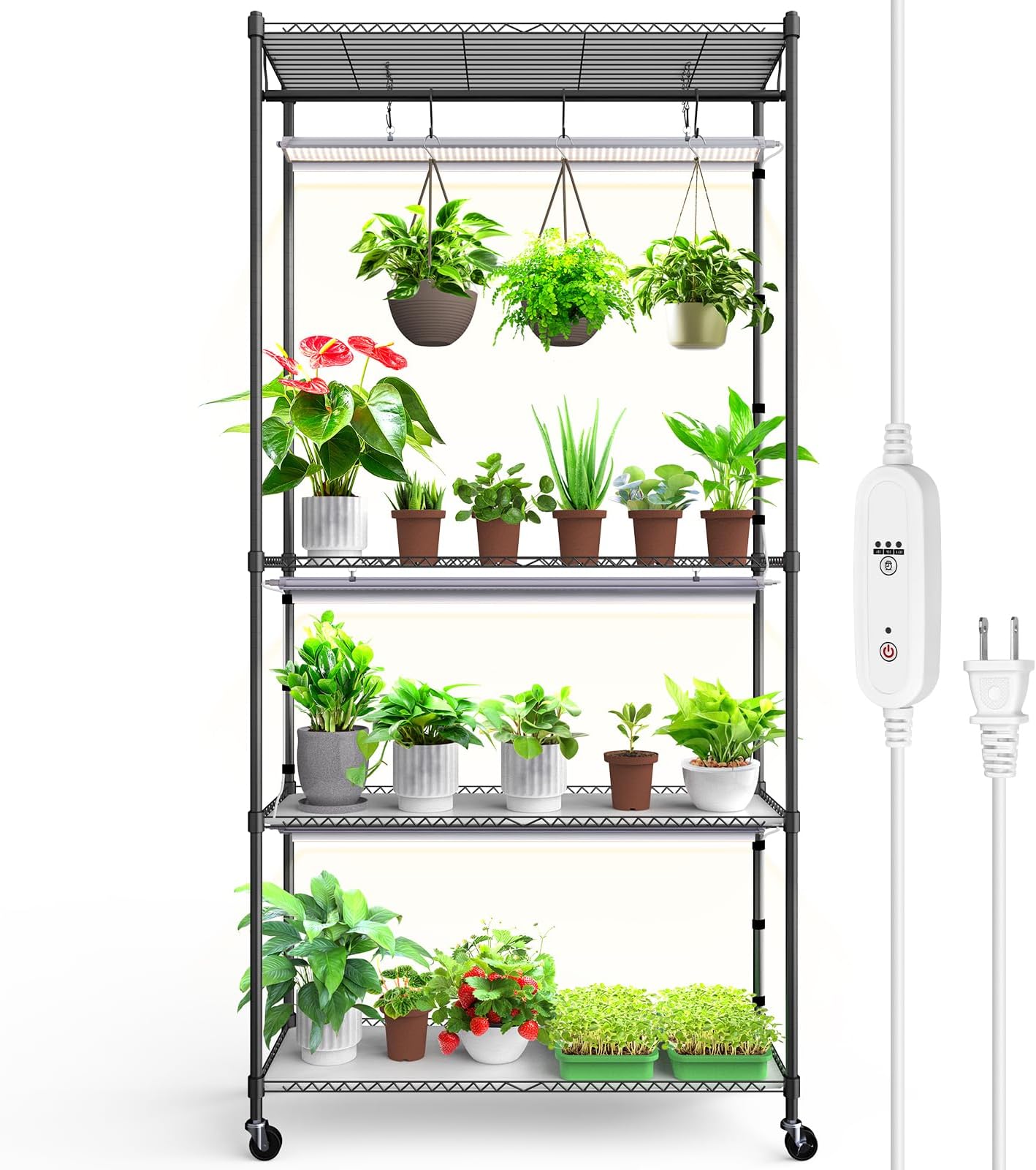 Amazon.com : Barrina Plant Stand with Grow Lights, 3FT T8 Full Spectrum ...