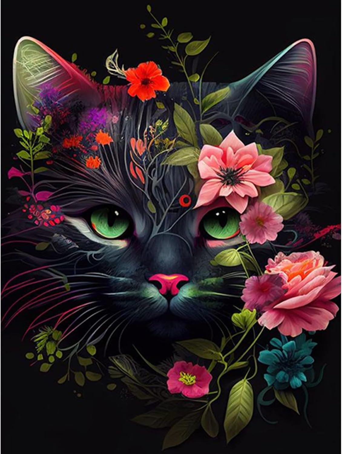 Amazon.com: croshom DIY Diamond Art Kits with Round Diamond, 5D Cat ...