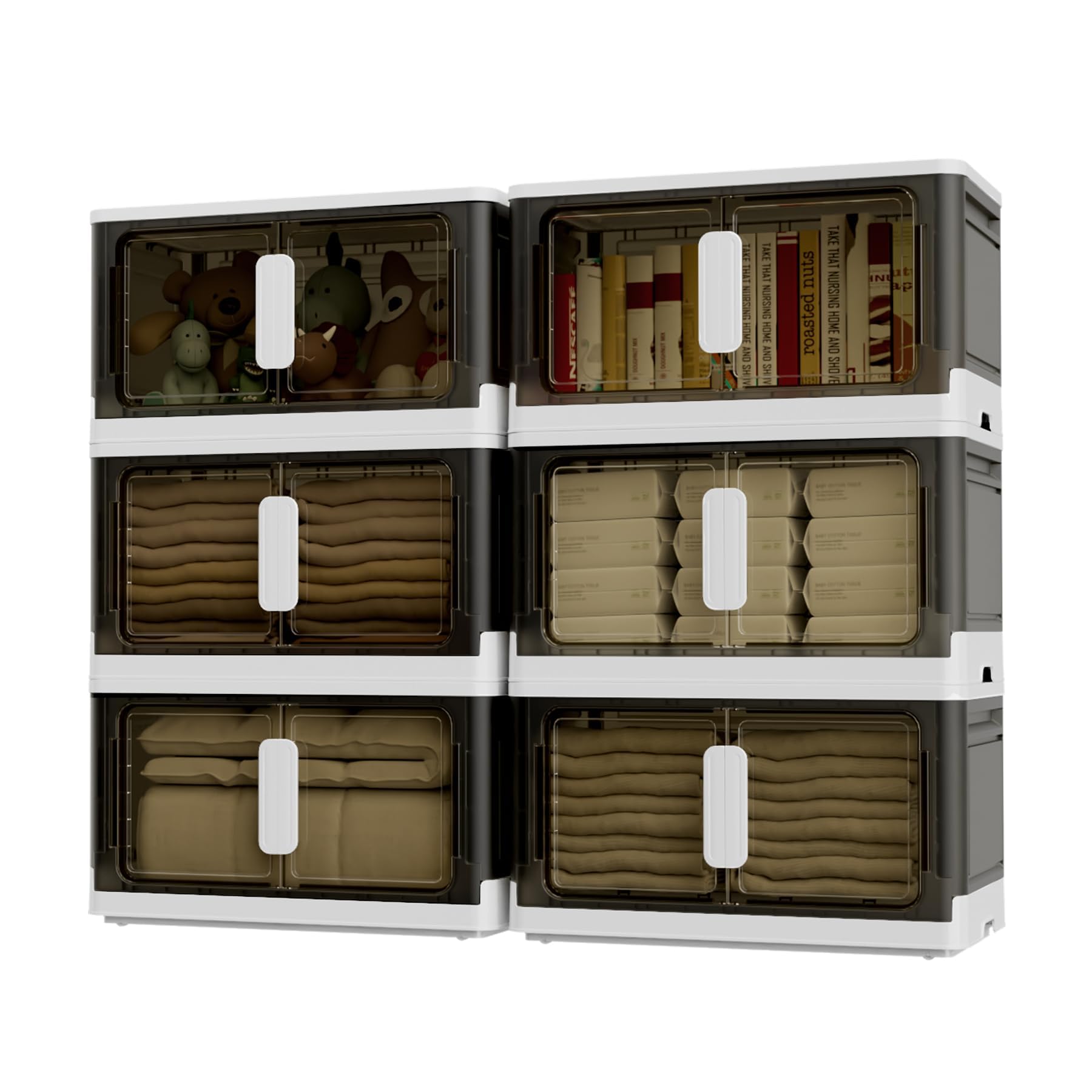 Folding Storage Boxes, Collapsible Plastic Storage Bins with Lids and ...