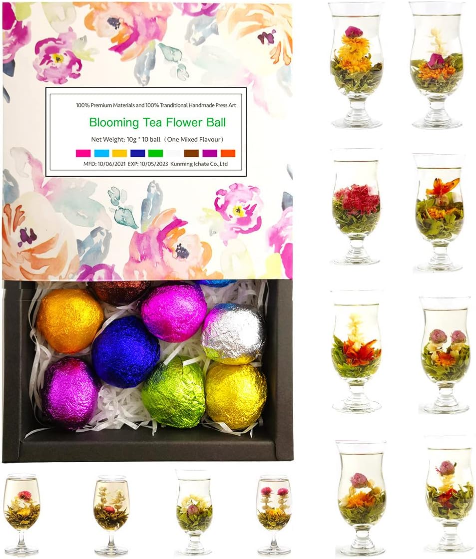 Amazon.com : 12 Assorted Blooming Tea Balls Gift Set | Handmade Herbal ...