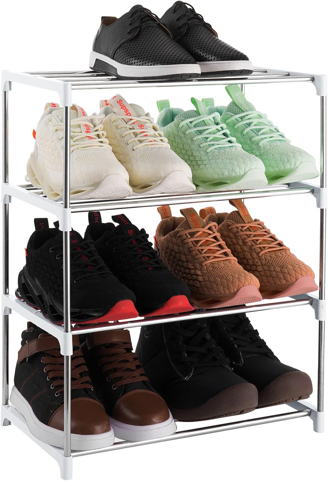 Amazon.com: Fancial Small Shoe Rack, 4-Tier Shoe Rack Storage Organizer ...