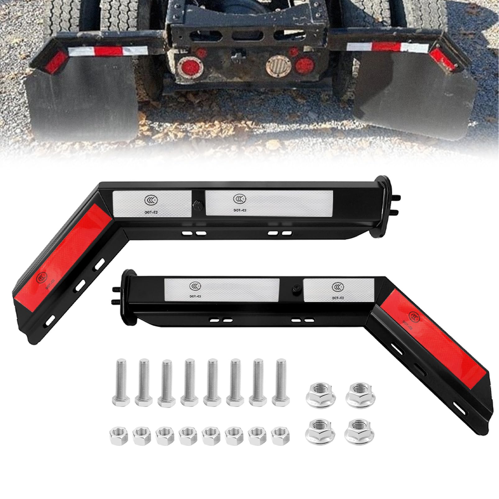 Semi Truck Mud Flap Hardware Black Angled Spring Loaded Mud Flap Hanger ...