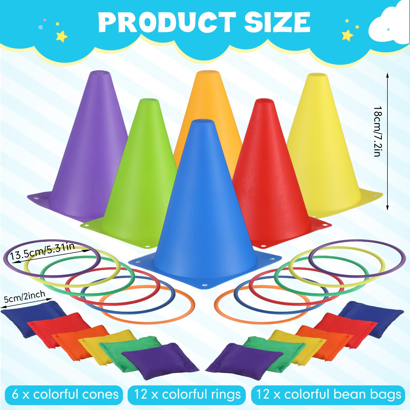 Snapklik.com : 2 Sets 55 Pcs Carnival Games Set, Hopscotch Ring Game 10 ...