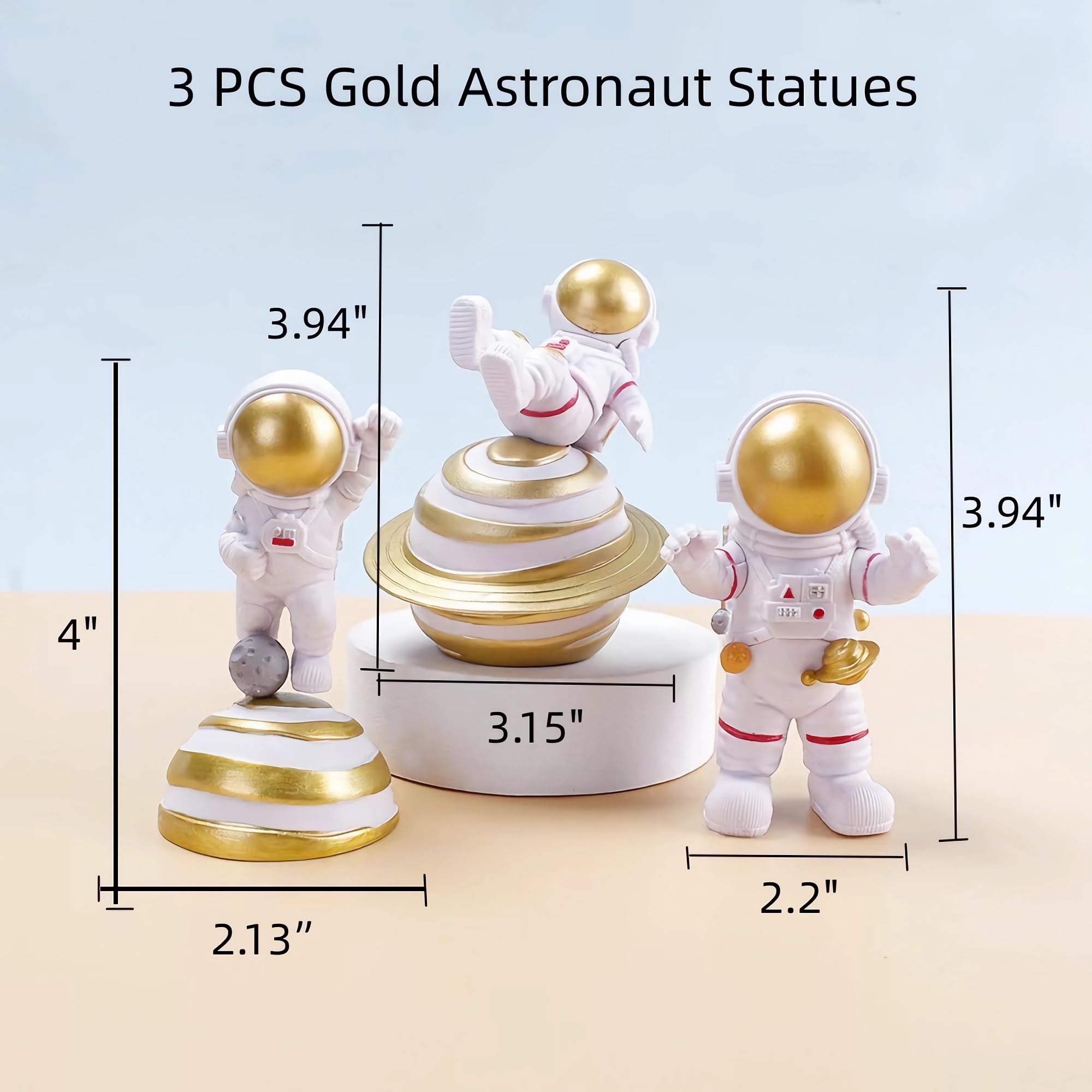 Snapklik.com : Ni-JASW Gold Astronaut Statues Planet Set Of 3