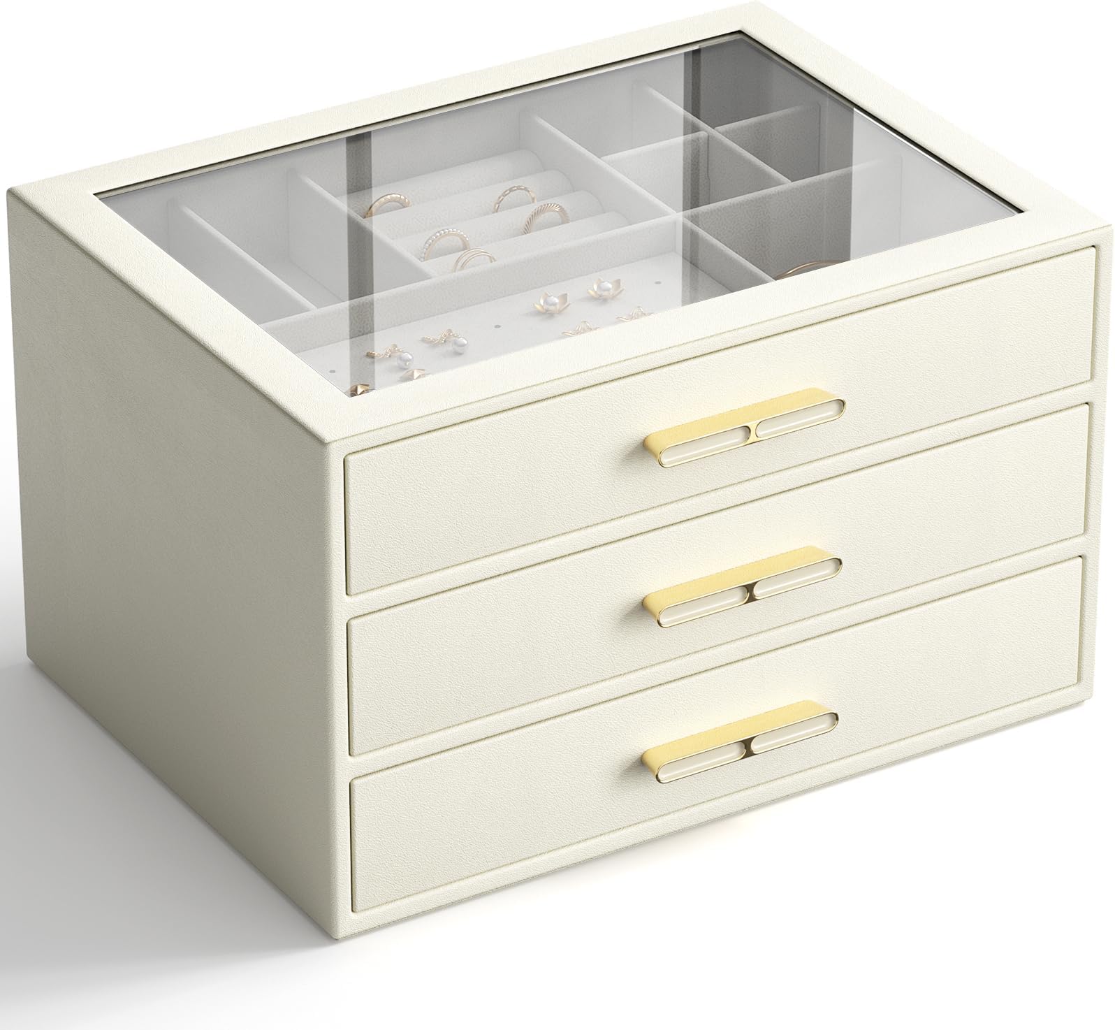 Amazon.com: Zglori Jewelry Box, 3 Layers Jewelry Organizer with Glass ...