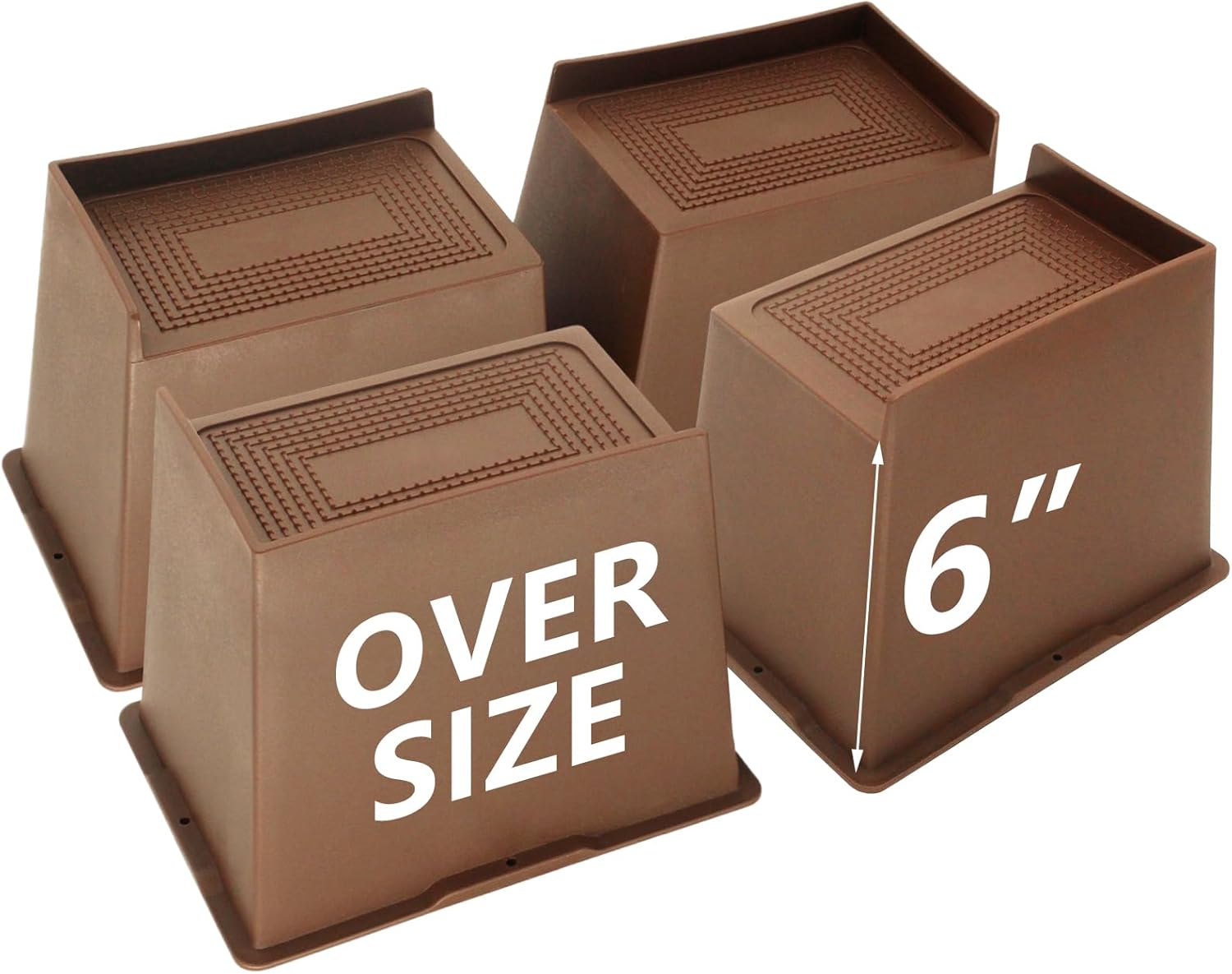 Amazon.com: HANIHUA 4 Pack Bed Risers 6 inch Heavy Duty Dark Brown ...