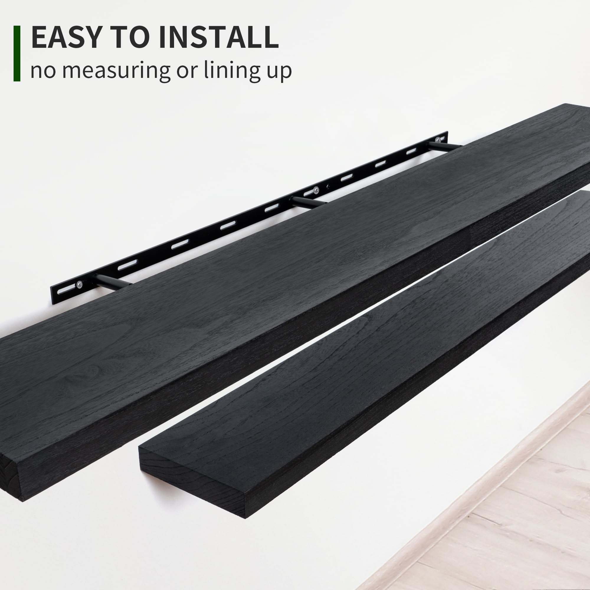 Marsmiles Black Floating Shelves, 48 Inch Wall Shelf Set of 2, Rustic ...