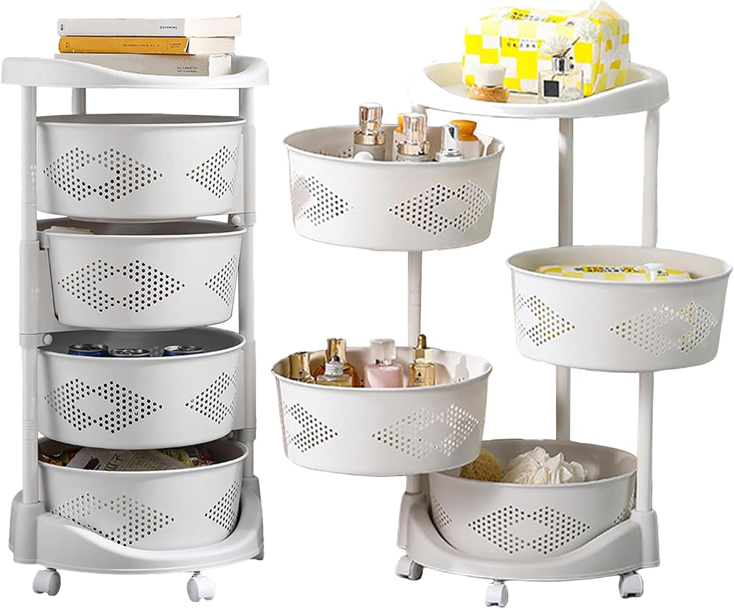 Rotating Storage Shelves, 4-Layer Removable Basket Rack Organizer ...