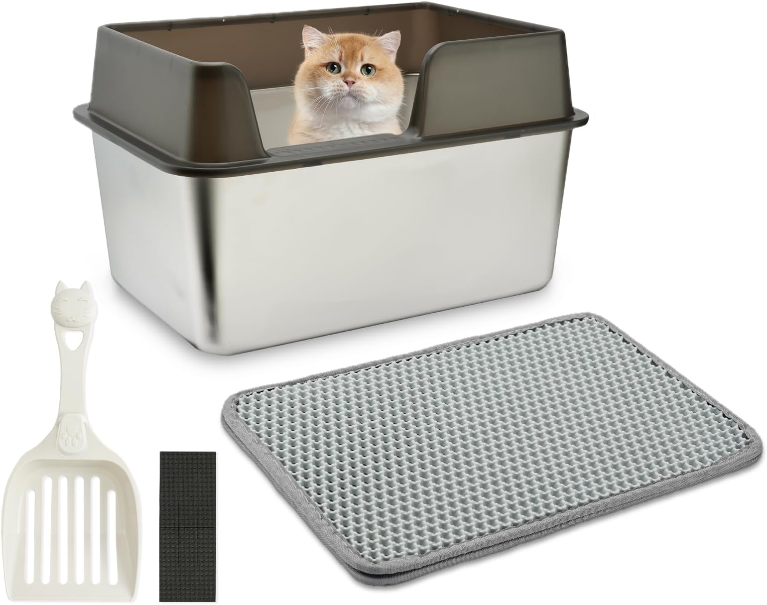 Amazon.com: XL Cat Litter Box,24" Stainless Steel Litter Box with Lid ...