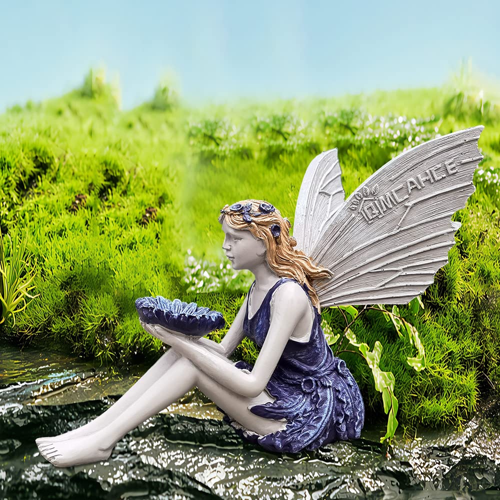 QMCAHCE 8.8 Inch Larger Sitting Fairy Statue, Angel Garden Sculpture ...