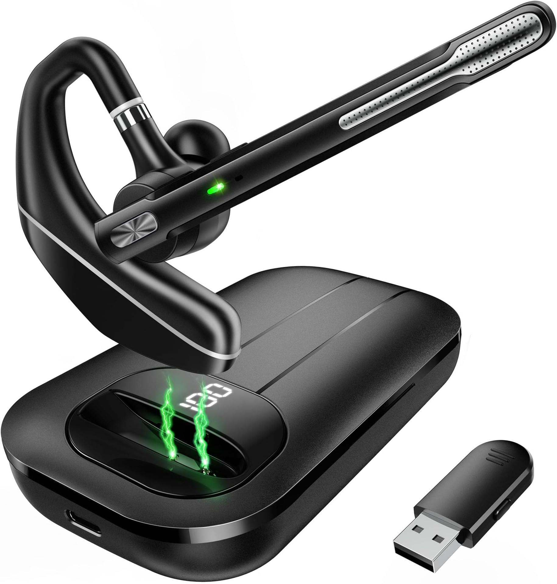 Amazon.com: EKVANBEL Bluetooth Headset V5.3, Wireless Earpiece with ...