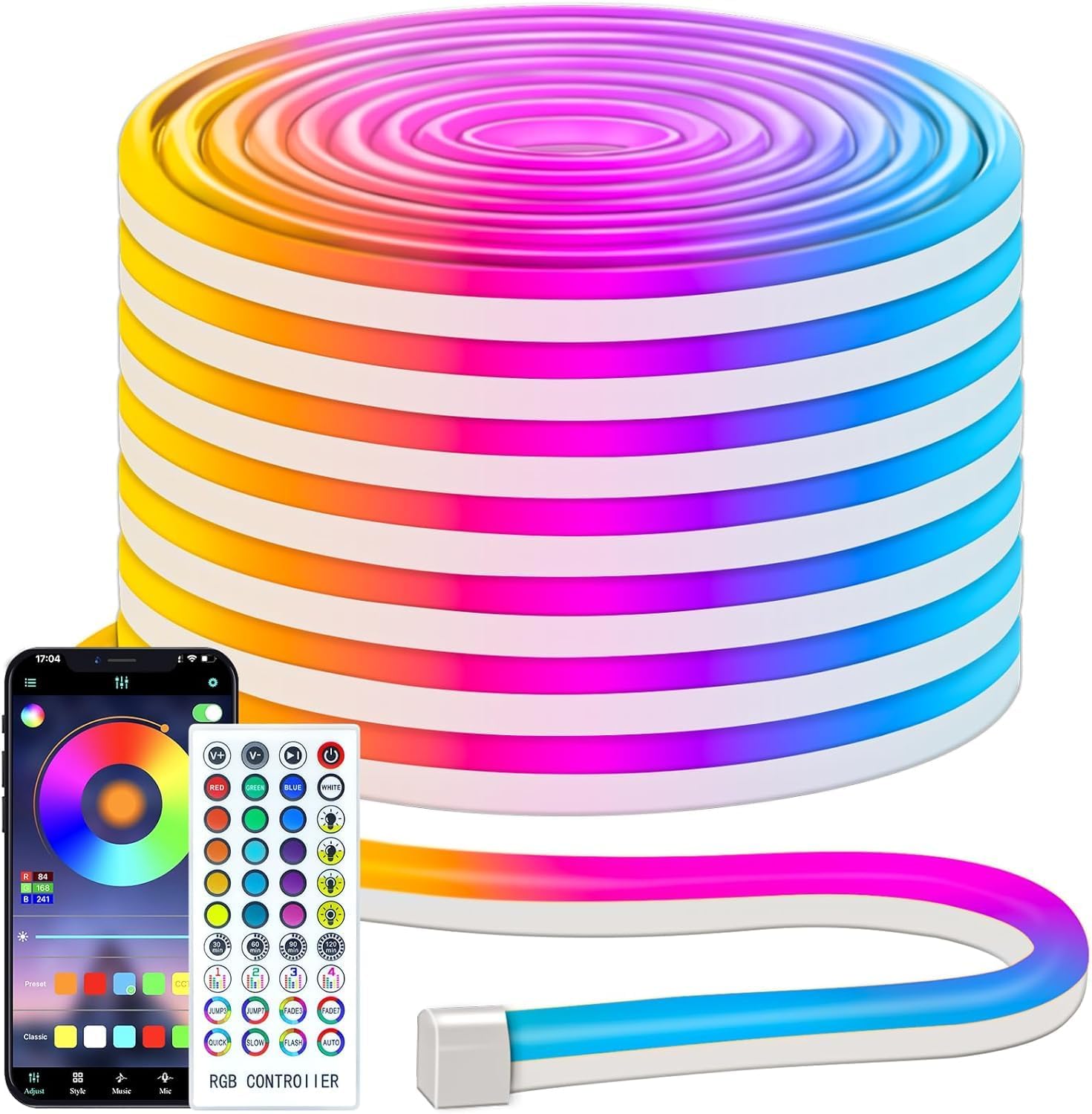 Amazon.com: CCILAND 50ft LED Neon Rope Lights, Music Sync with Remote ...