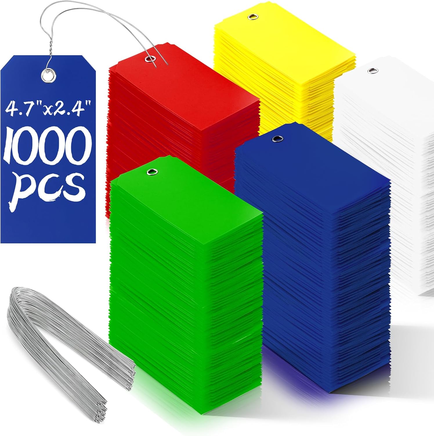 Amazon.com: 1000 Pieces Plastic Shipping Tags with Wire Labeling Tags ...