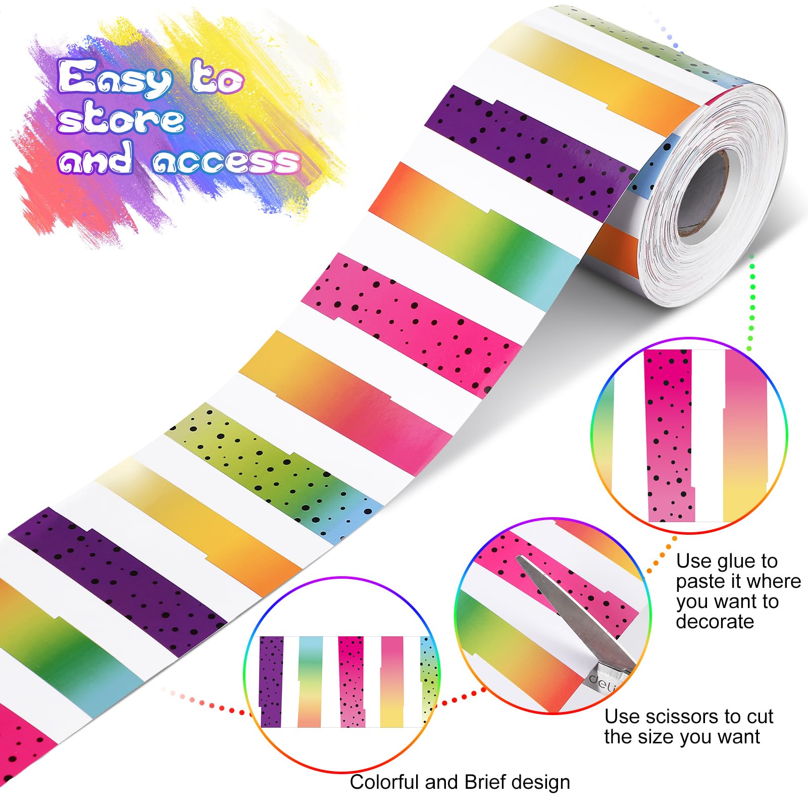 Snapklik.com : Zonon Classroom Bulletin Board Border 65 Feet Polk Dot ...