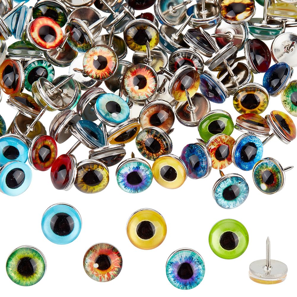PH PandaHall 100pcs Push Pins Dragon Eye Thumb Tacks Glass Eyeball Wall ...