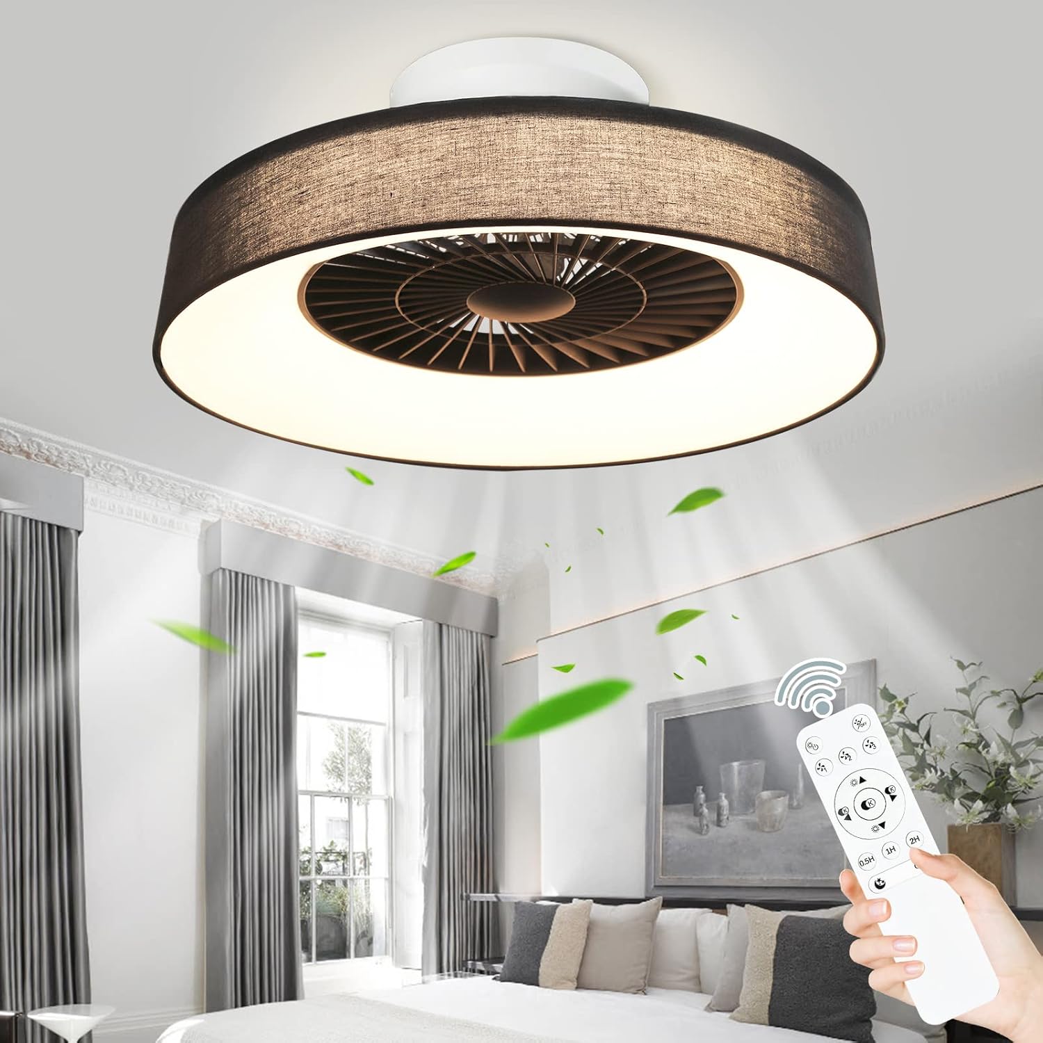 DIGLED Low Profile Ceiling Fan - 22 Inch Bladeless Ceiling Fans with ...