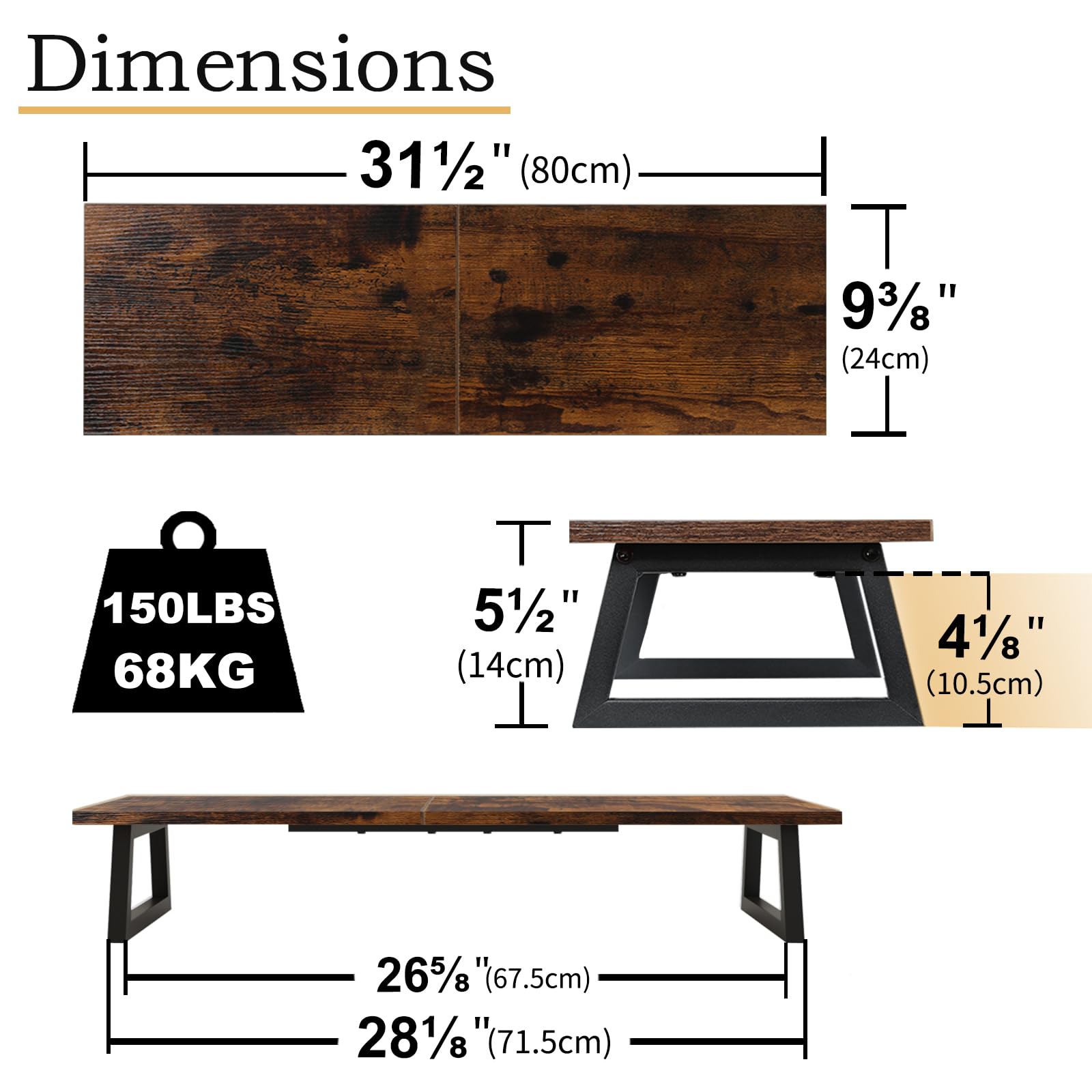 Snapklik.com : 31.5 Inch Dual Monitor Riser For 2 Monitors, Long ...