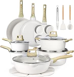 GiPP 22 Piece Ceramic Pots and Pans Set Non Stick - Nonstick Cookware Set, Non-Toxic Healthy ...