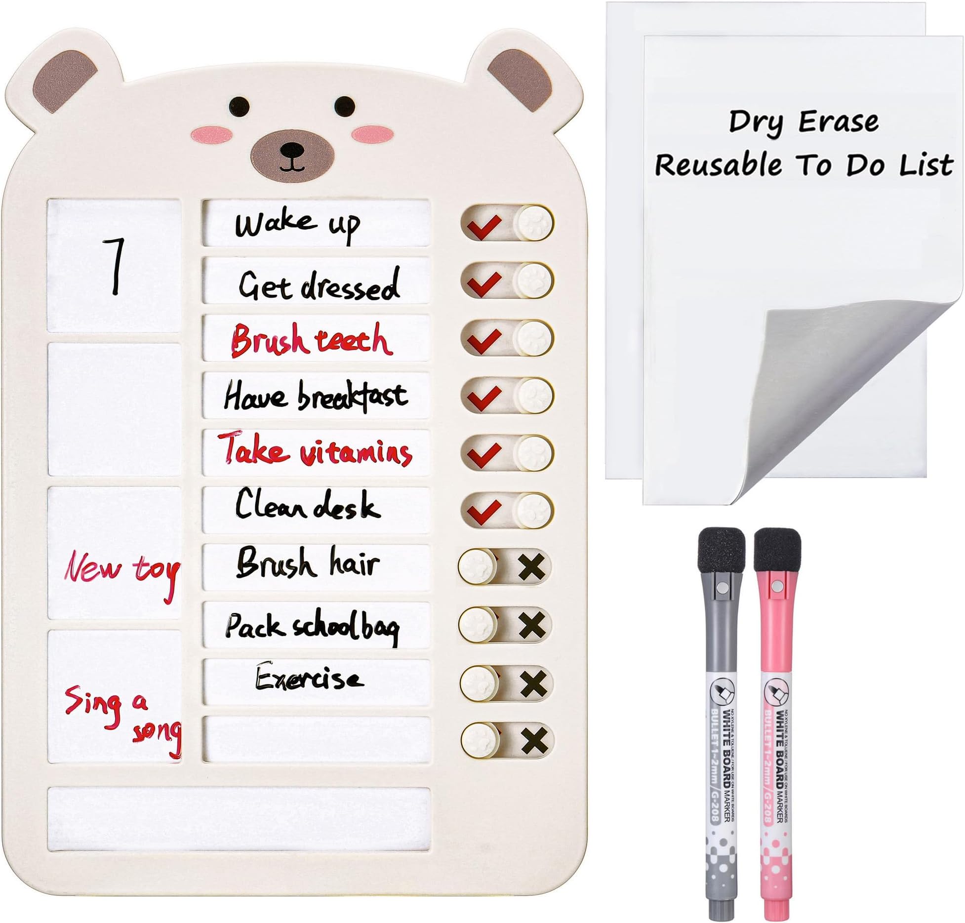 Amazon.com : POUYRBA Magnetic Dry Erase Chores Chart for Kids Multiple ...