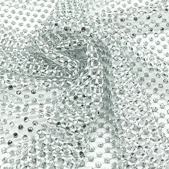 Amazon.com: Fishnet Fabric with Shiny Crystal Rhinestones Soft Elastic ...