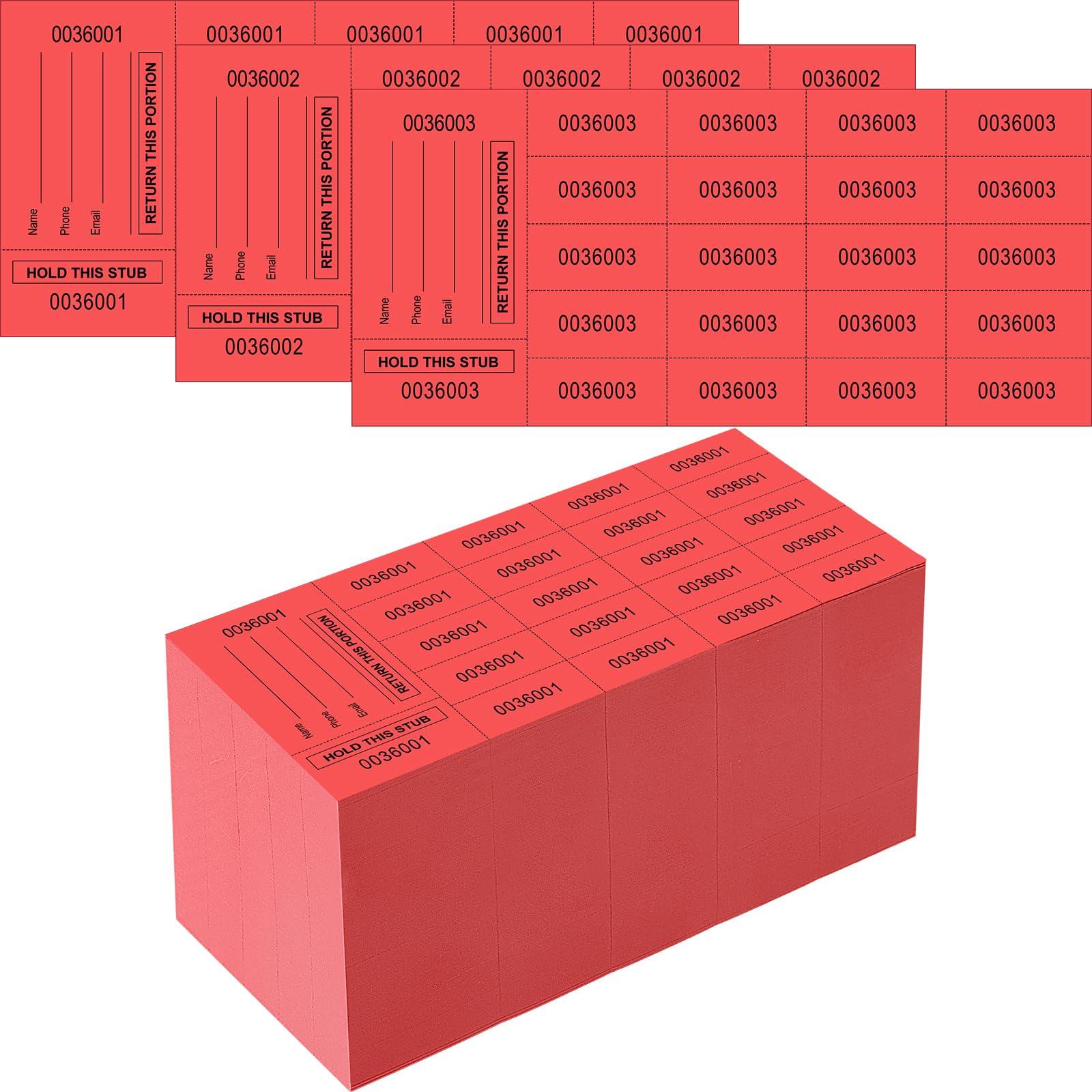 Amazon.com : Kosiz 1000 Sheet 20 Bid Raffle Tickets Chinese Auction ...