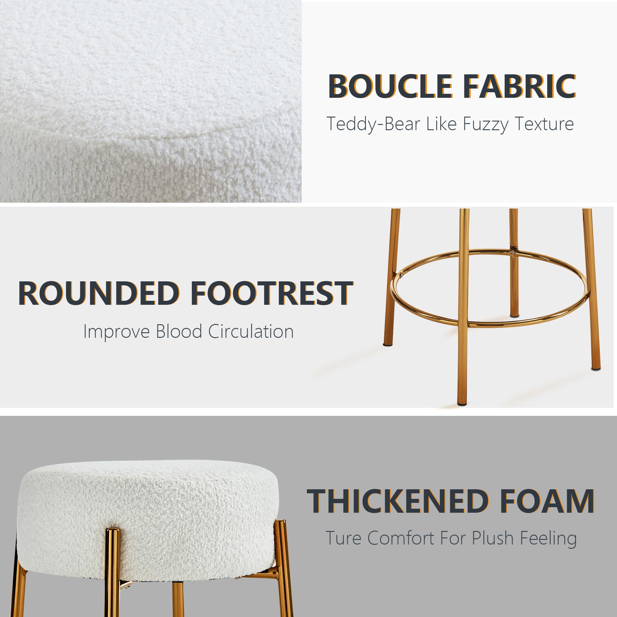 Snapklik.com : Dolonm 24 Inch Round Counter Bar Stools Set Of 2, Teddy ...