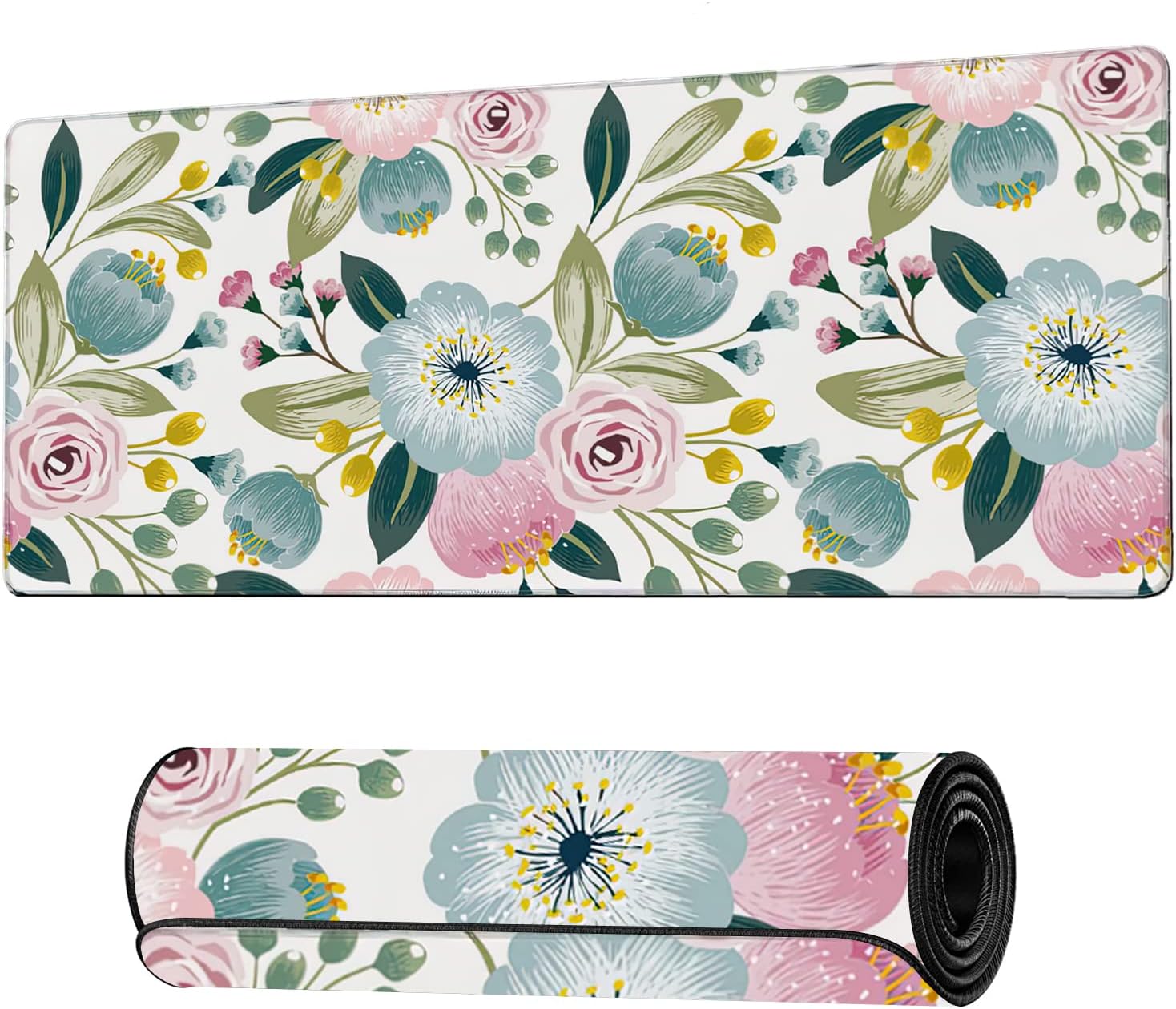Amazon.com: Lovely Floral with Spring Flowers Extended Gaming Mouse Pad ...