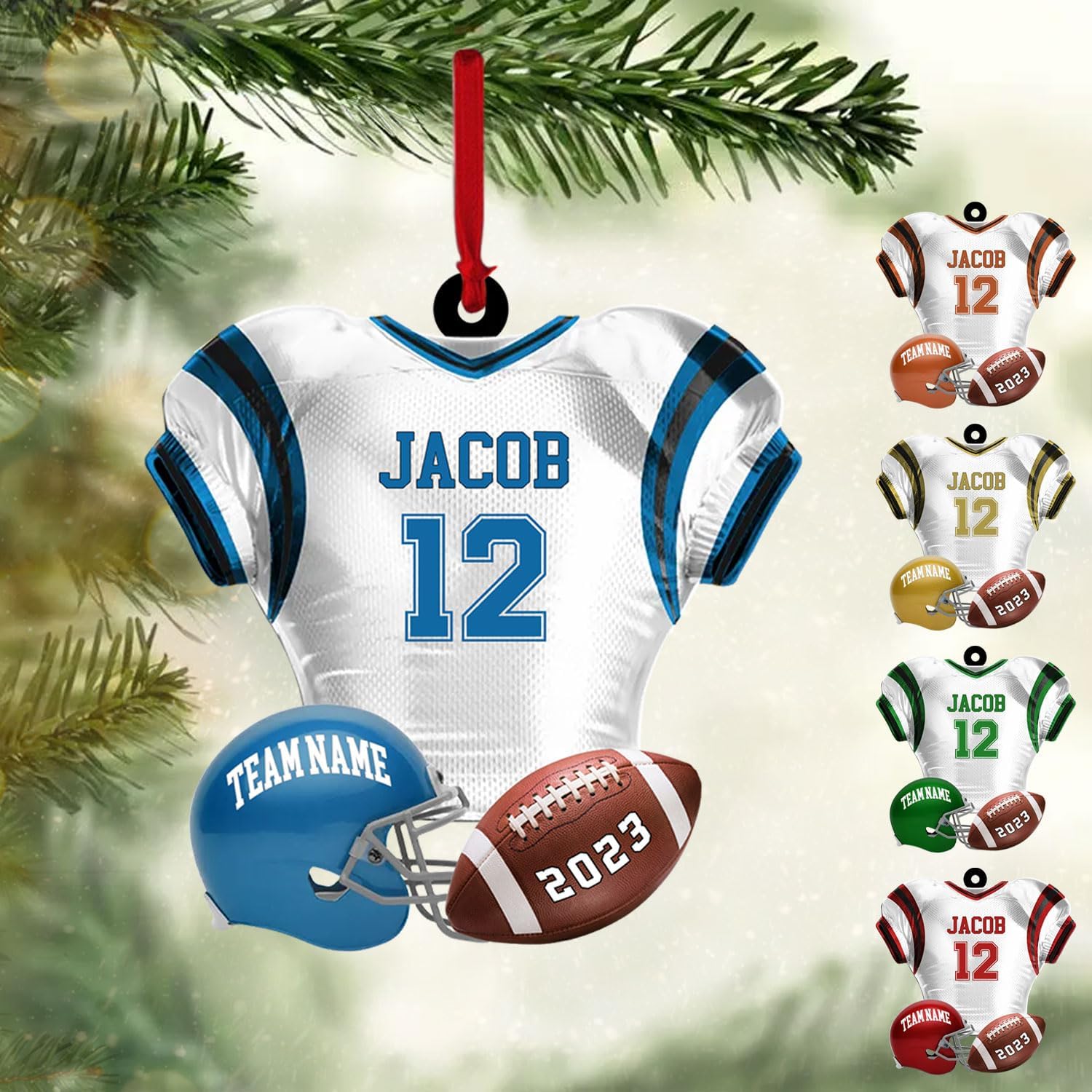 Amazon.com: Personalized Football Ornament, Football Christmas Ornament ...
