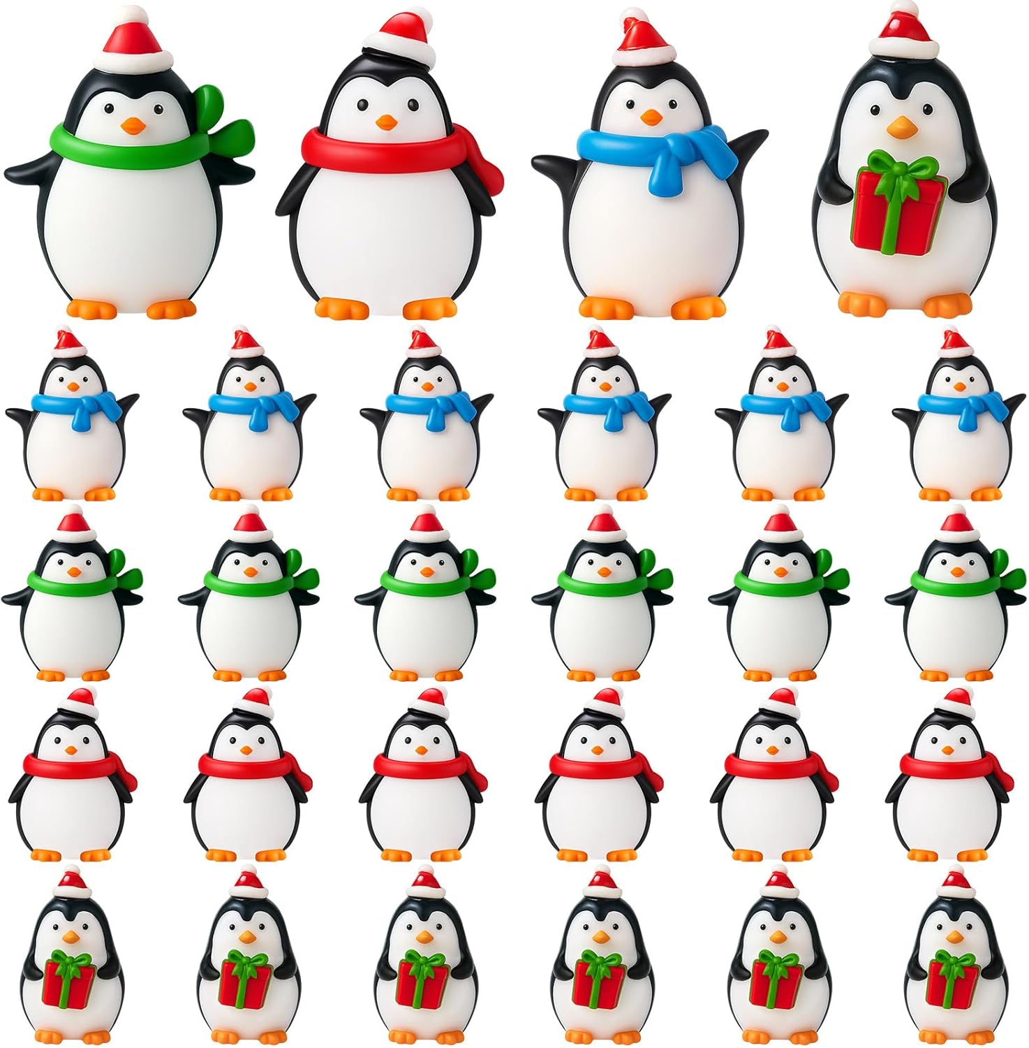 Amazon.com: Fiwochic 24 Pcs Christmas Mini Penguin Figurines Resin ...