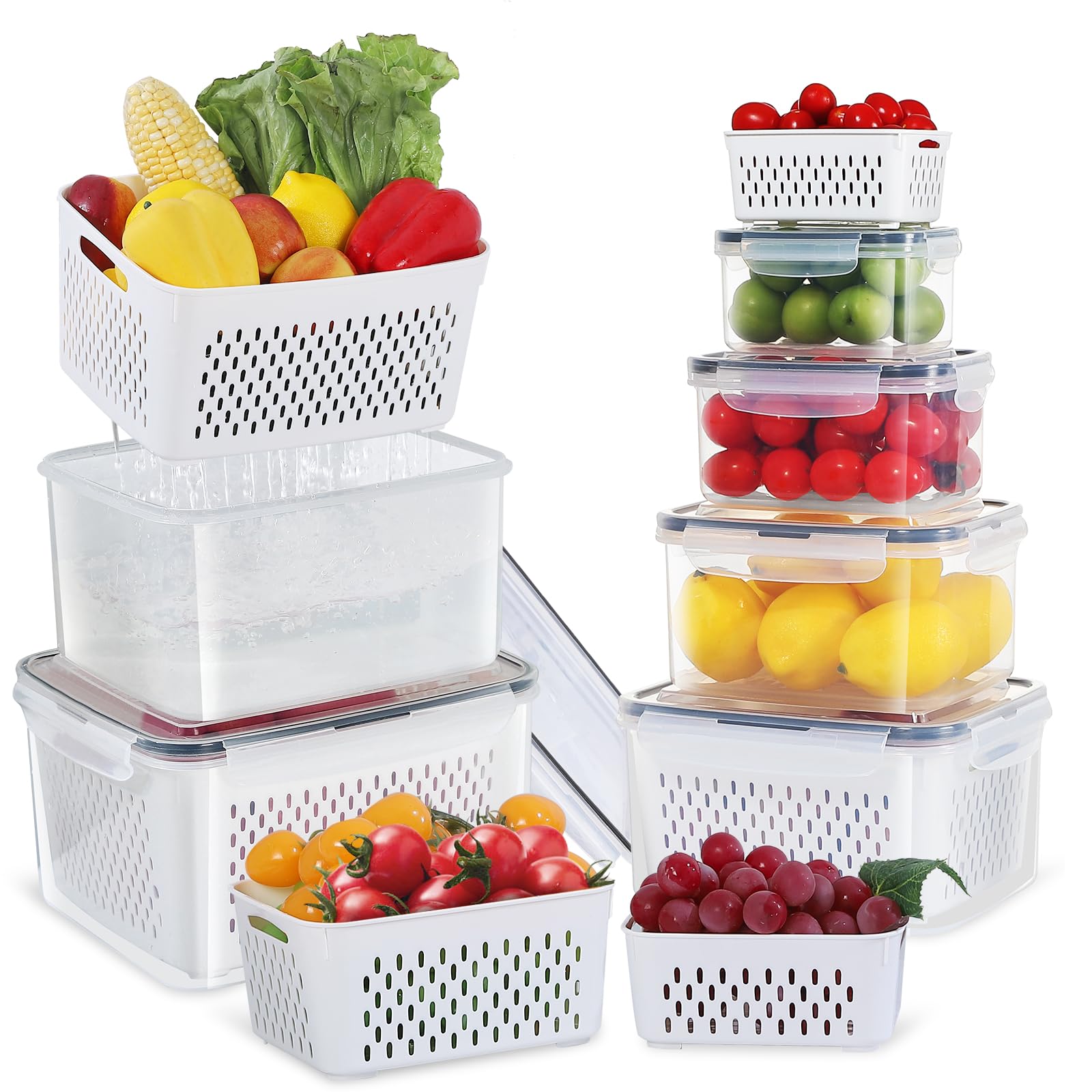 Amazon.com: 6 Pack Fruit Storage Containers for Fridge with Colander ...